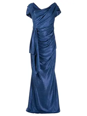 Talbot Runhof Draped Lurex Mermaid Gown - Blue