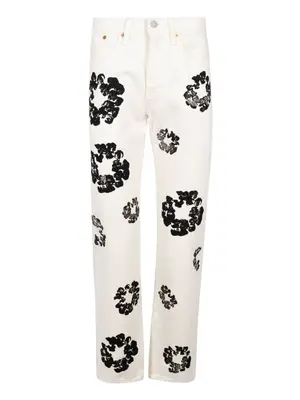 DENIM TEARS X Levi's Wreath-print Jeans - White