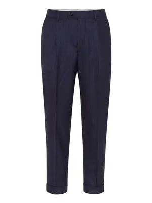 Brunello Cucinelli Brunello Cucinelli Tapered-Leg Wool Trousers Blue
