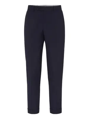 Brunello Cucinelli Tapered-leg Wool Trousers - Blue