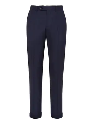 Brunello Cucinelli Tapered-leg Wool Trousers - Blue