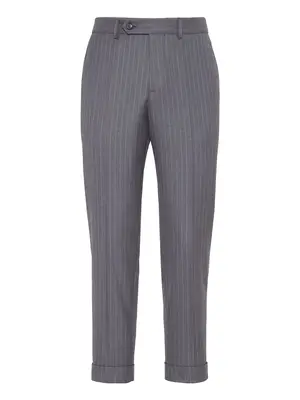 Brunello Cucinelli Tapered-leg Wool Trousers - Grey