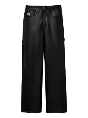 Marc Jacobs Wide-leg Leather Trousers - Black