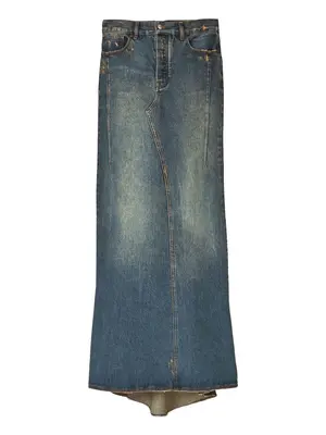 Marc Jacobs Fluted Denim Maxi Skirt - Blue