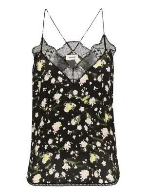 Zadig&Voltaire Floral-print Crepe Top - Black
