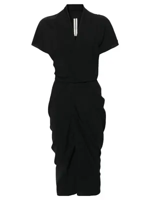 Rick Owens V-neck Wrap Midi Dress - Black