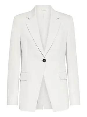 Brunello Cucinelli Gabardine-weave Single-breasted Blazer - White