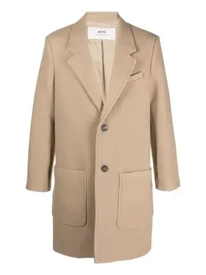 Ami Virgin Wool Single-breasted Coat - Neutrals