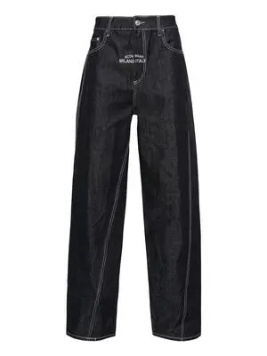 Gcds Raw Denim Wide Leg Jeans - Blue