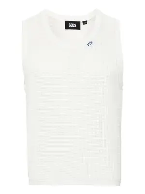 Gcds Waffle-knit Sleeveless Jumper - Neutrals