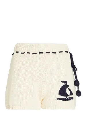 Zimmermann Intarsia Cotton High-rise Shorts - Cream