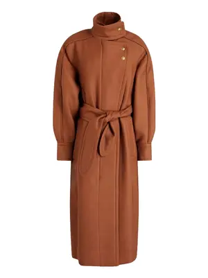 Zimmermann Wool-Twill Coat With Detachable Tie Light Brown