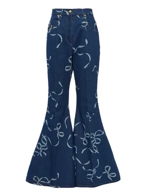 Nina Ricci Printed Flared Jeans - Blue