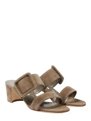 Manolo Blahnik Newton 50 Suede Mules - Brown