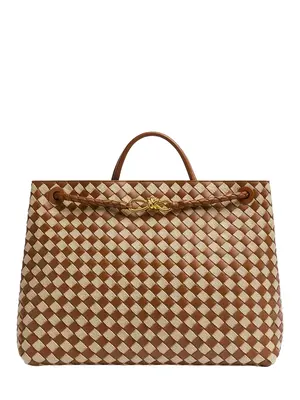 BOTTEGA  VENETA Bottega Veneta Large Andiamo Intrecciato Leather Tote Cognac/natural
