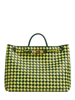 BOTTEGA  VENETA Bottega Veneta Large Andiamo Intrecciato Leather Tote Emerald Green / Sherbert