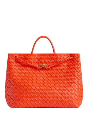 BOTTEGA  VENETA Bottega Veneta Large Andiamo Intrecciato Leather Tote Orange