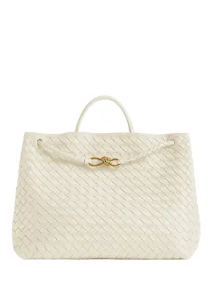 BOTTEGA  VENETA Bottega Veneta Large Andiamo Intrecciato Leather Tote Sea Salt