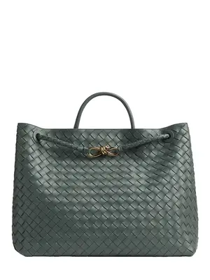 BOTTEGA  VENETA Bottega Veneta Large Andiamo Intrecciato Leather Tote Slate