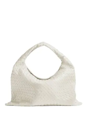 Bottega Veneta Bottega Veneta Large Intrecciato Leather Shoulder Bag White