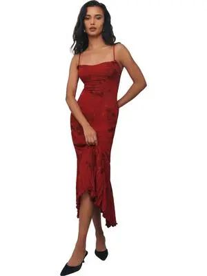 REFORMATION Aiko Midi Dress - Red
