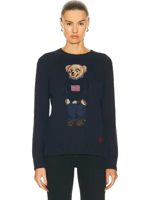 Polo Ralph Lauren Bear Pullover Sweater - Navy Multi