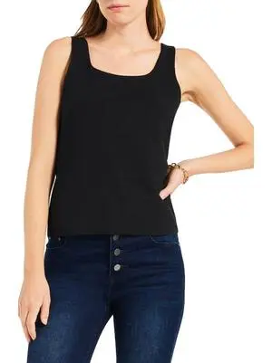 NIC+ZOE NIC+ZOE Stretch Cotton Shelf Bra Tank Black Onyx