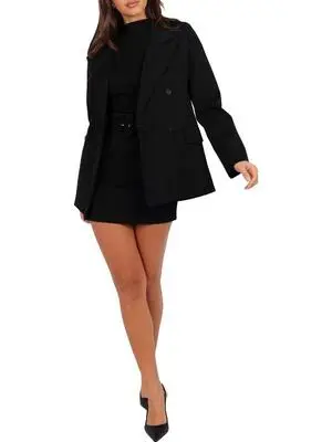 PETAL & PUP Petal & Pup Juliette Check Double Breasted Blazer Black