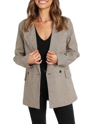 PETAL & PUP Petal & Pup Juliette Check Double Breasted Blazer Brown