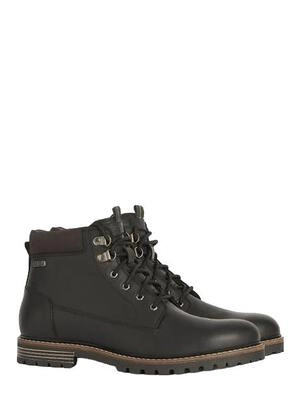Barbour Flint Derby Lace Up Lug Sole Boots - Black