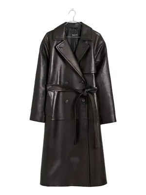 Madewell Leather Signature Trench Coat - True Black