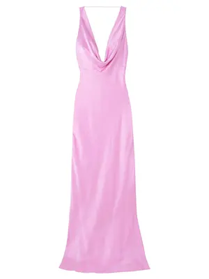 Michael Lo Sordo Draped Silk-Satin Gown Pink