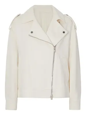 Brunello Cucinelli Herringbone Biker Jacket - Off-white