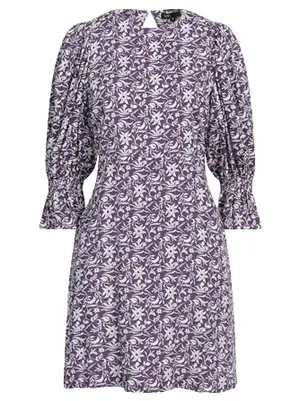 Maje Mini Floral-print Flared Dress - Purple