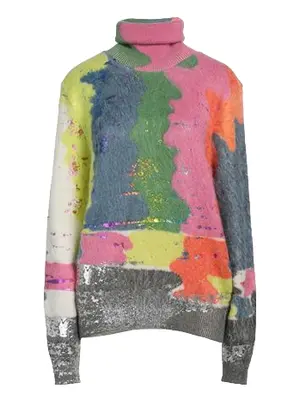 Dolce & Gabbana Turtleneck Multicolor Sweater - Pink