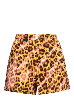 Sandro Leopard Print High-waisted Shorts - Yellow