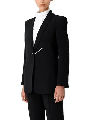 Emporio Armani Shawl Lapel Blazer With Bar Piercing - Solid Black