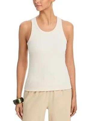 Vince Ribbed Scoop Neck Tank - Chalk