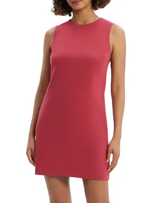 Theory Admiral Crepe Mini Shift Dress Deep Rose