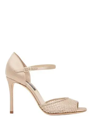 Giorgio Armani Satin And Rhinestone Heeled Sandals - Beige