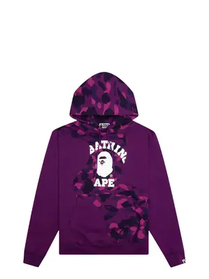 A BATHING APE Color Camo College Cutting Relaxed Fit Hoodie - Purple