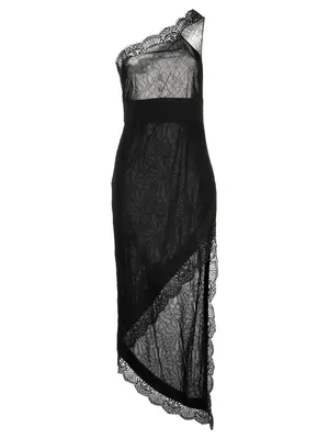 TOM FORD Lace-detail One-shoulder Dress - Black