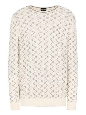 Giorgio Armani Zigzag-embroidered Jumper - Neutrals
