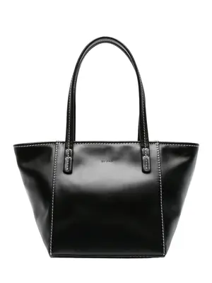 By Far Bar Leather Tote Bag - Black