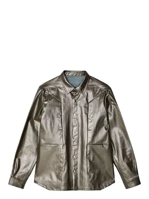 Rick Owens Fogpocket High-shine Shirt Jacket - Silver