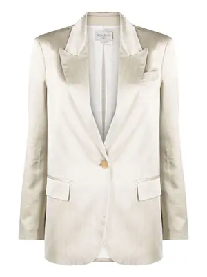 FORTE_FORTE Single-breasted Satin Blazer - Neutrals