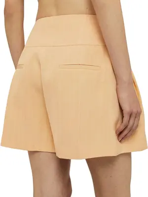 JIL SANDER Pleated Cotton Short Shorts - Orange
