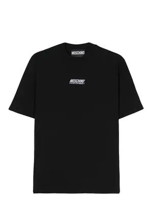 Moschino Logo-embroidered Cotton T-shirt - Black