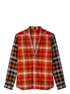 Rick Owens Check-print Panelled Shirt - Orange