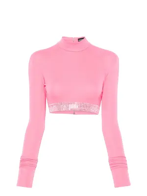 David Koma Rhinestone-embellished Crop Top - Pink